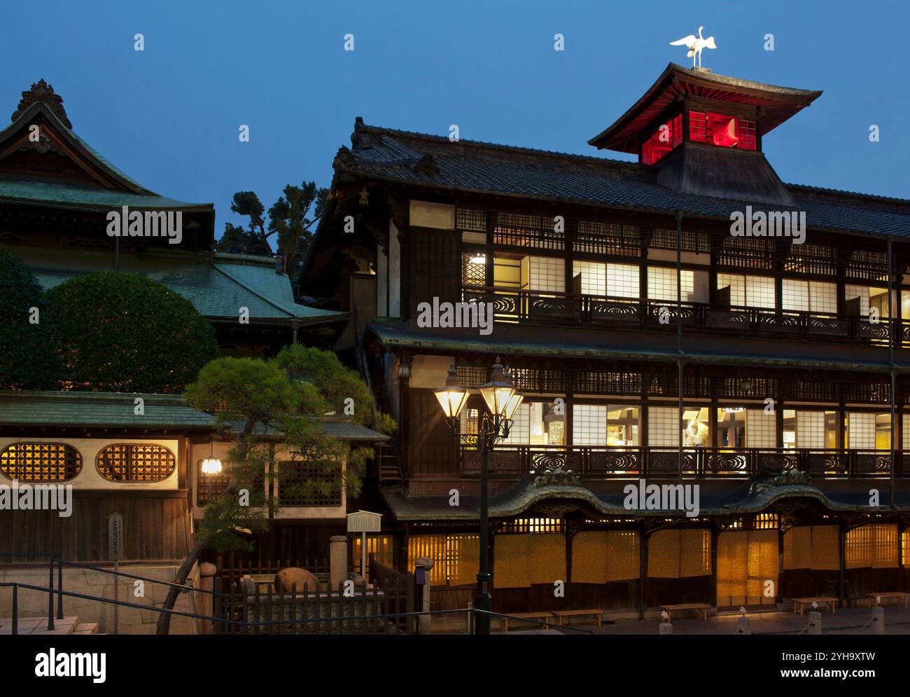 The "honkan," or main building, at Dogo Onsen hot spring spa bathhouse ...