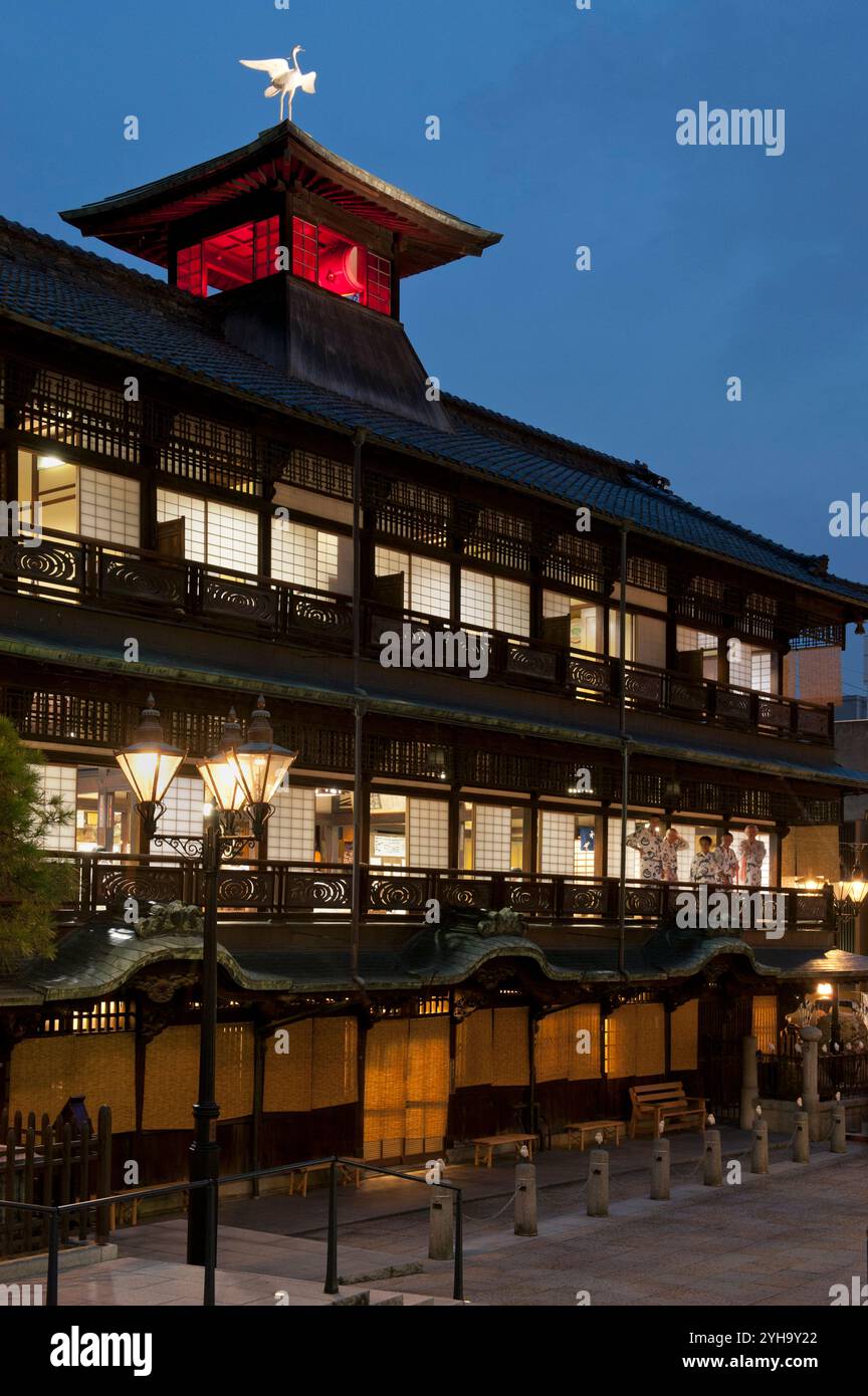 The "honkan," or main building, at Dogo Onsen hot spring spa bathhouse ...