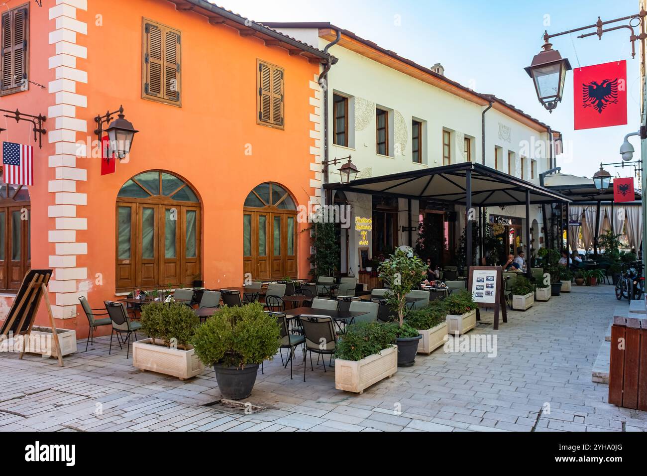 Historic center of old town in Vlore Albania. Beautiful walk through ...