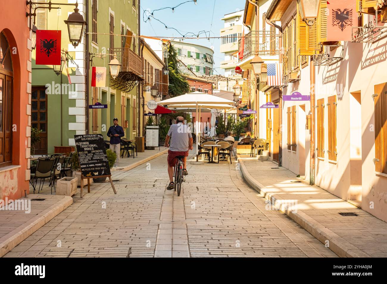 Historic center of old town in Vlore Albania. Beautiful walk through ...