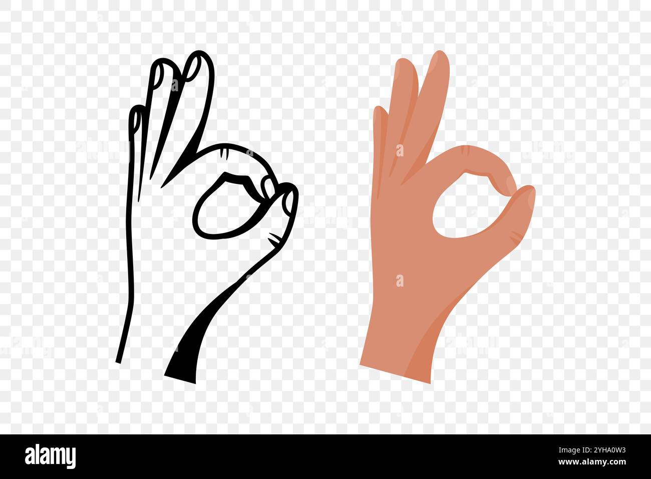 Flat Vector Cartoon Hand Gesture Showing the OK Sign with the Index ...