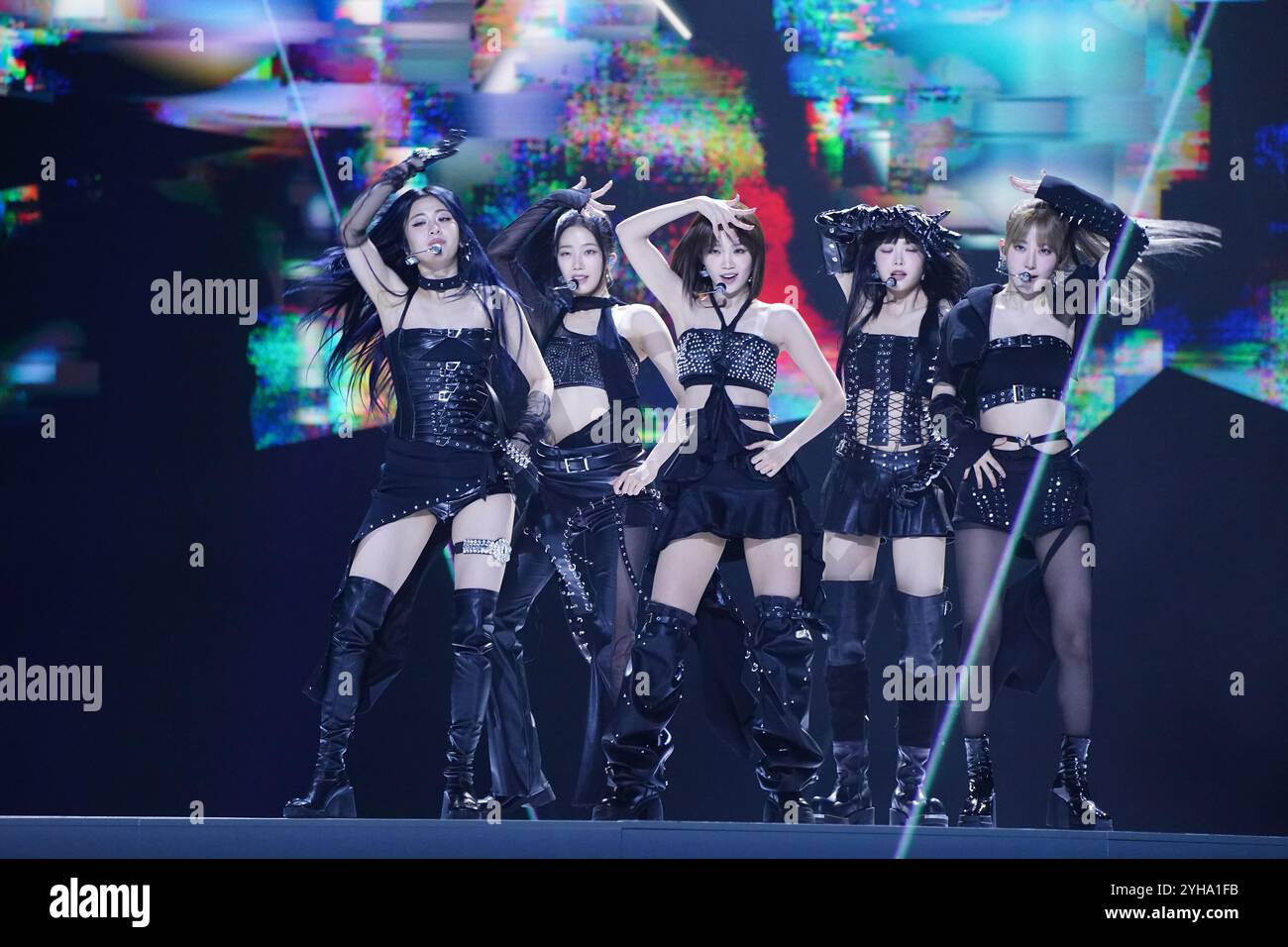 South Korean band Le Sserafim perform on stage at the MTV Europe Music ...