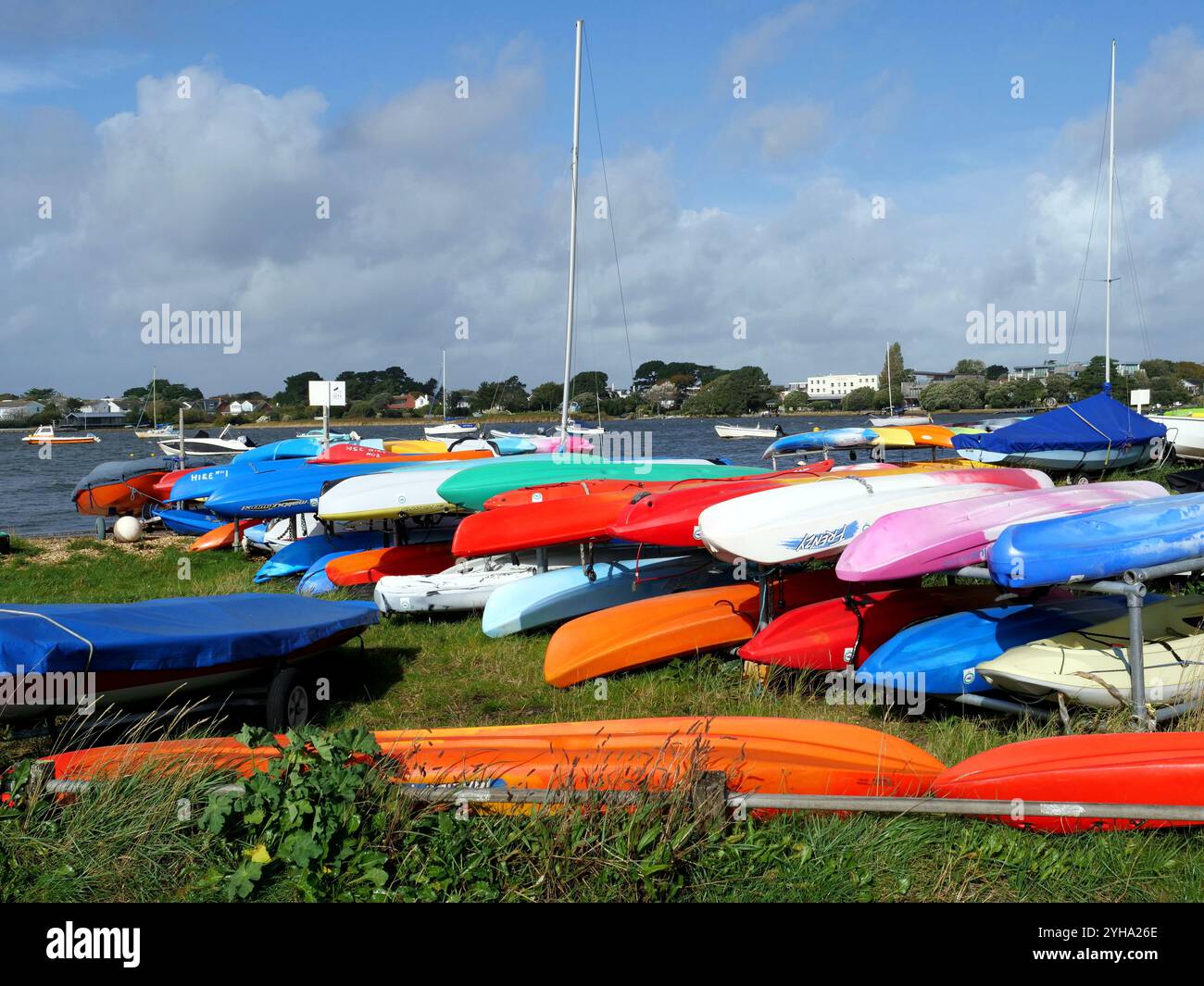 A photograph that shows kayaks painted in a multitude of colours at ...