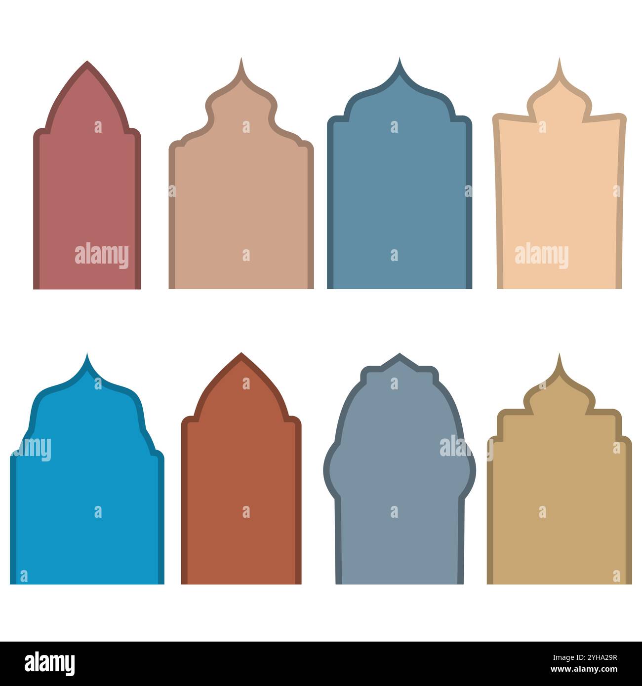 Vector arabic doors. Oriental style Islamic doors and arches with ...