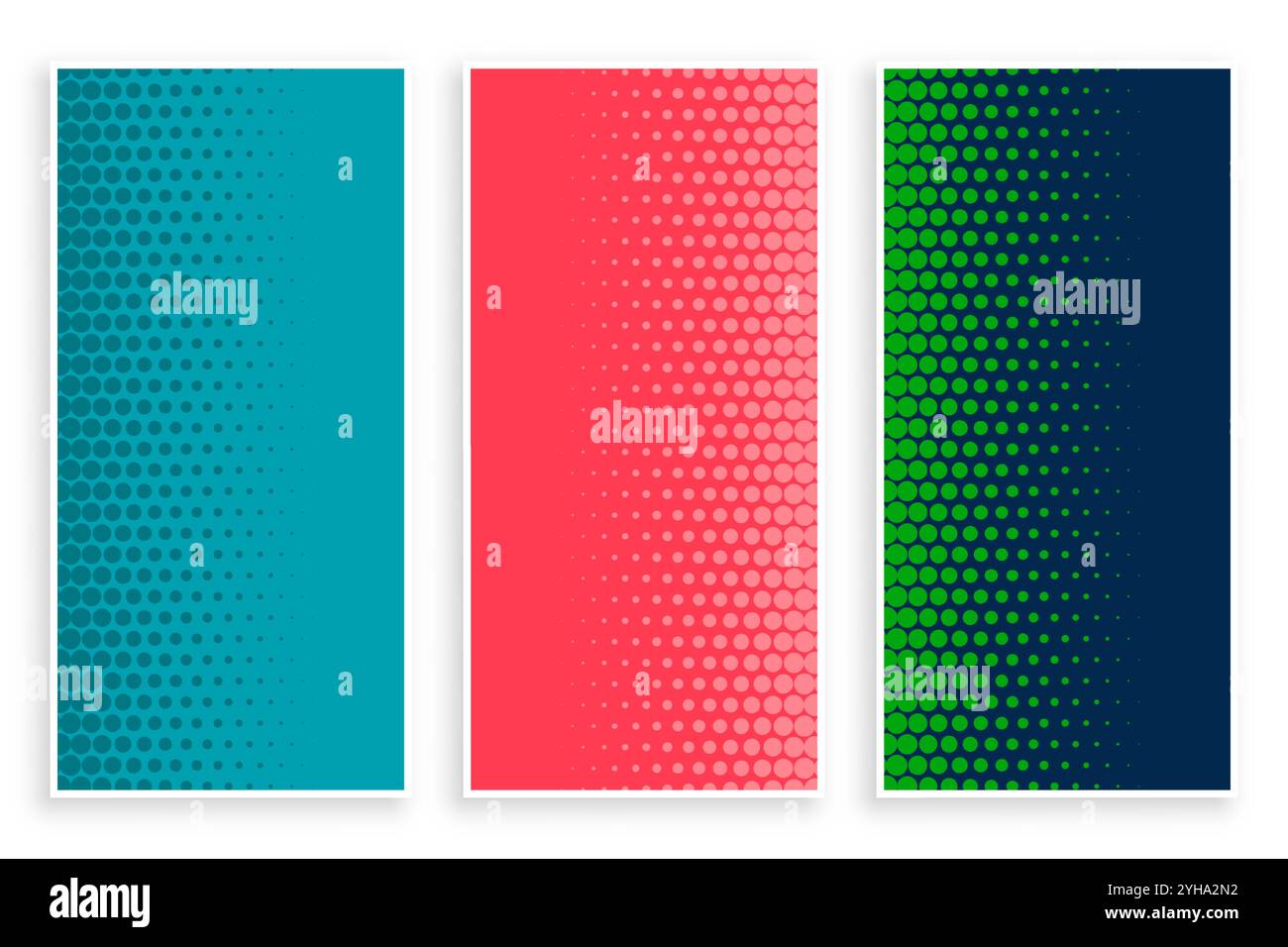 stylish set of halftone banners in three colors Stock Vector Image ...