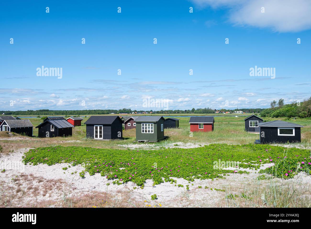 small beach houses near the beach of village of Asaa in North Denmark ...