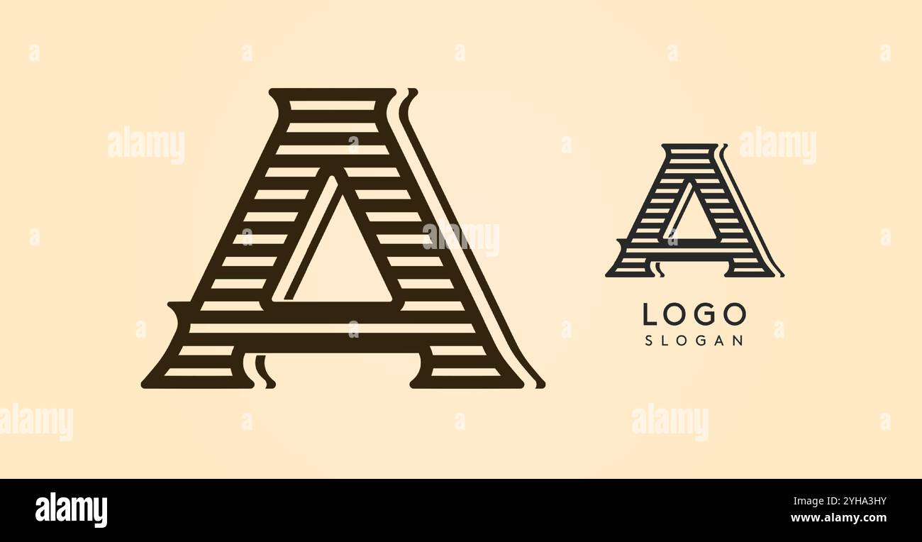 Vintage western letter A, country stylish old lettermark for retro bar ...