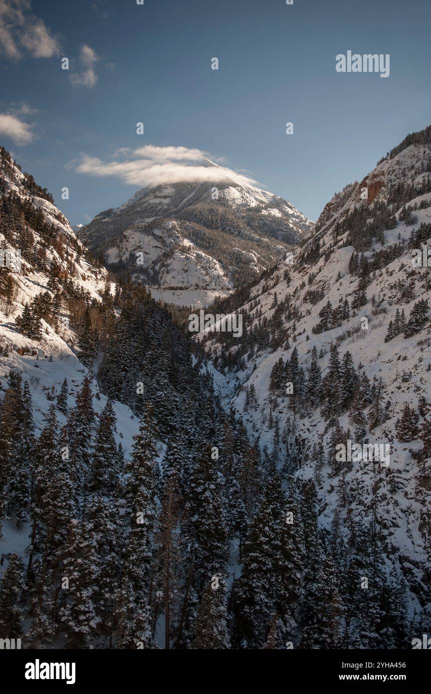 Uncompahgre Canyon above Ouray, Colorado with Abrams Mountain in the ...