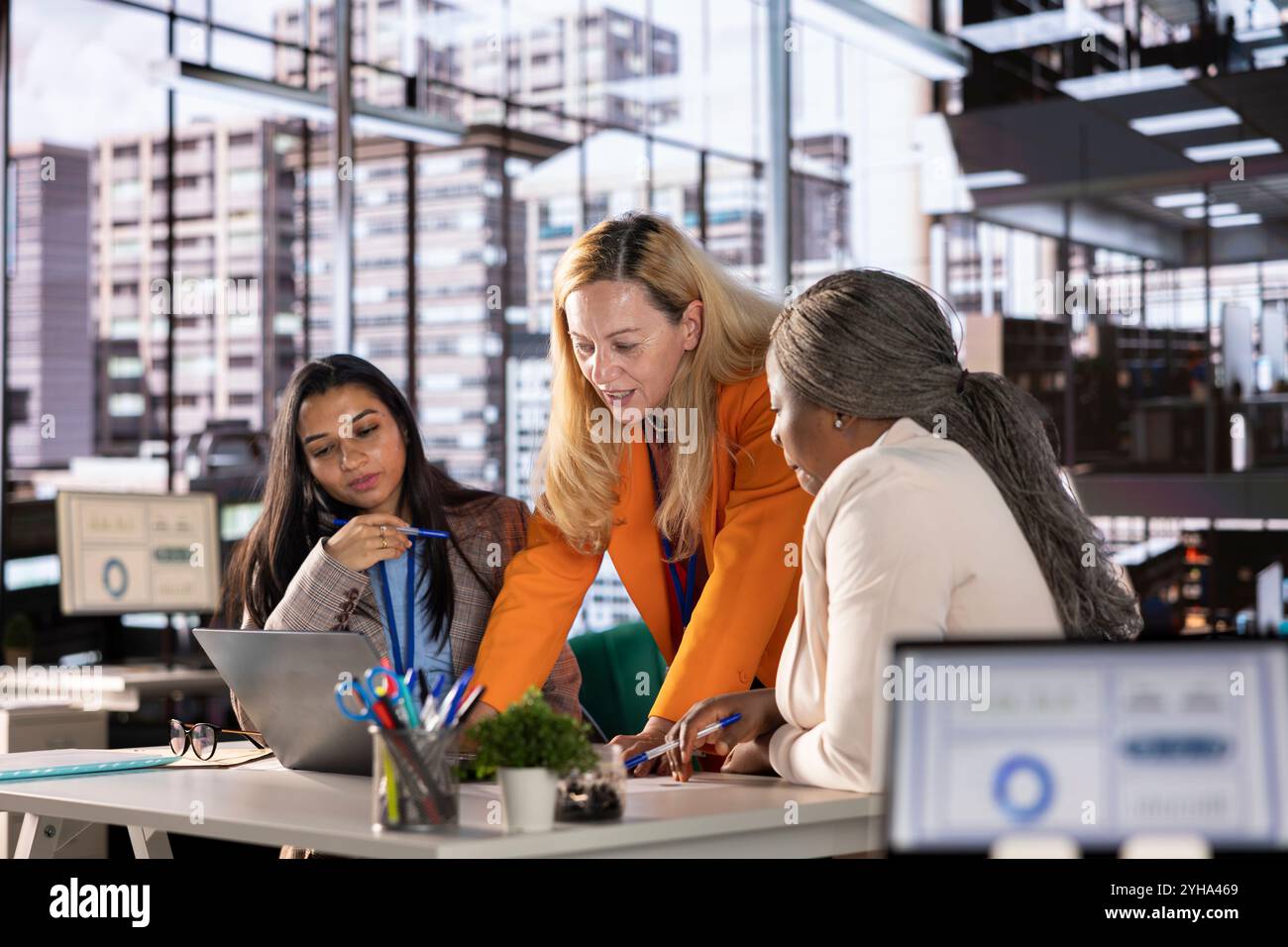 Corporate leaders demonstrating powerful collaboration and strategic ...