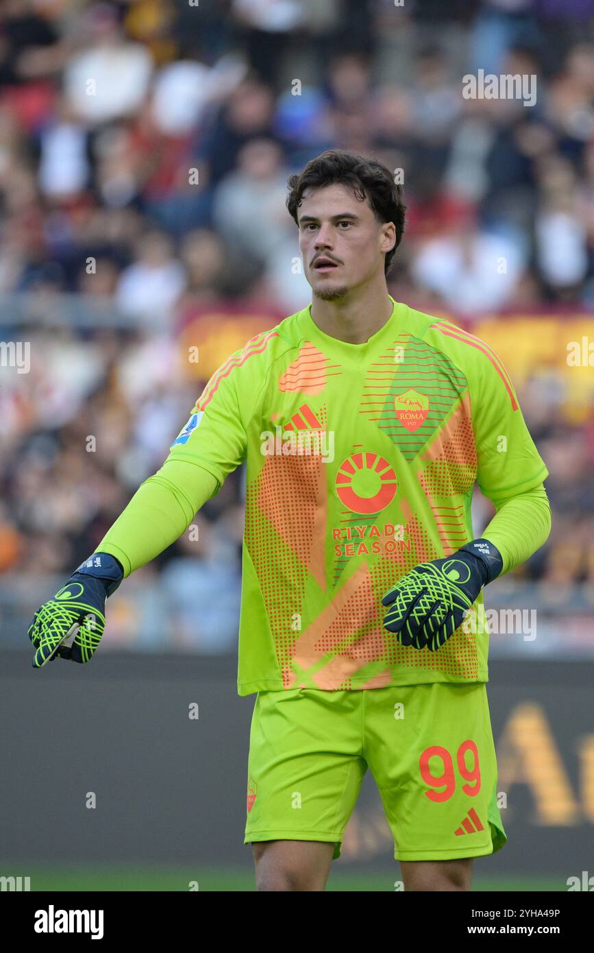 Romaâ s goalkeeper Mile Svilar during the Italian Football Championship ...
