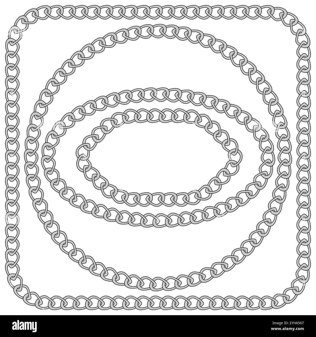 Raster chain circle. Black chain frame isolated on white background ...