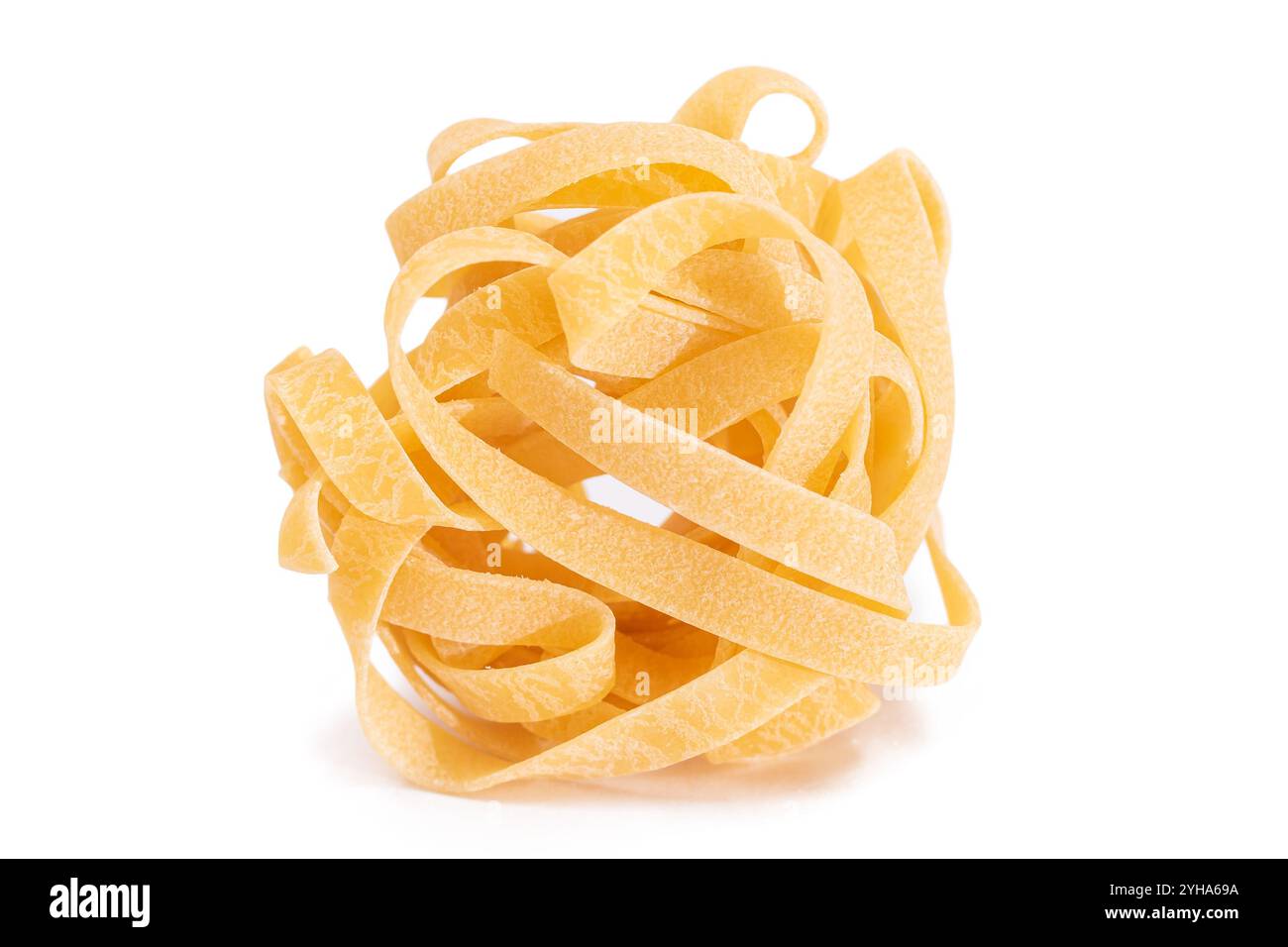 One Classic Italian Raw Egg Fettuccine - Isolated on White Background ...