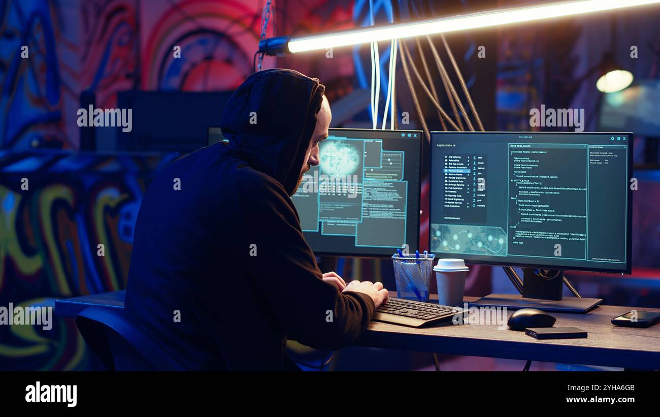 Hacker Arriving In Secret Underground Base With Ssd Containing Data From Victim After Tricking