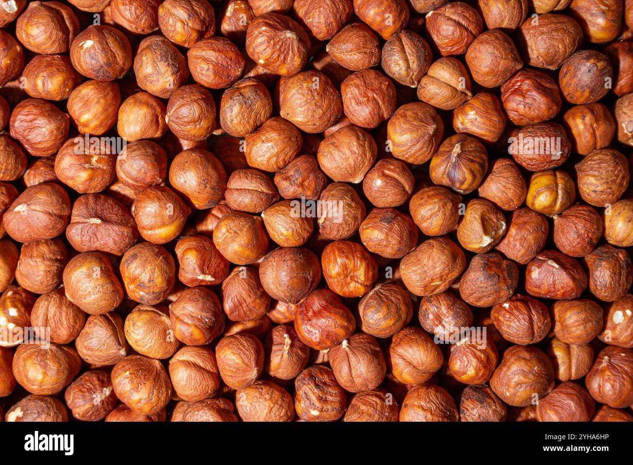 Scattered Peeled Hazelnut - Top View. Background from Hazelnuts ...