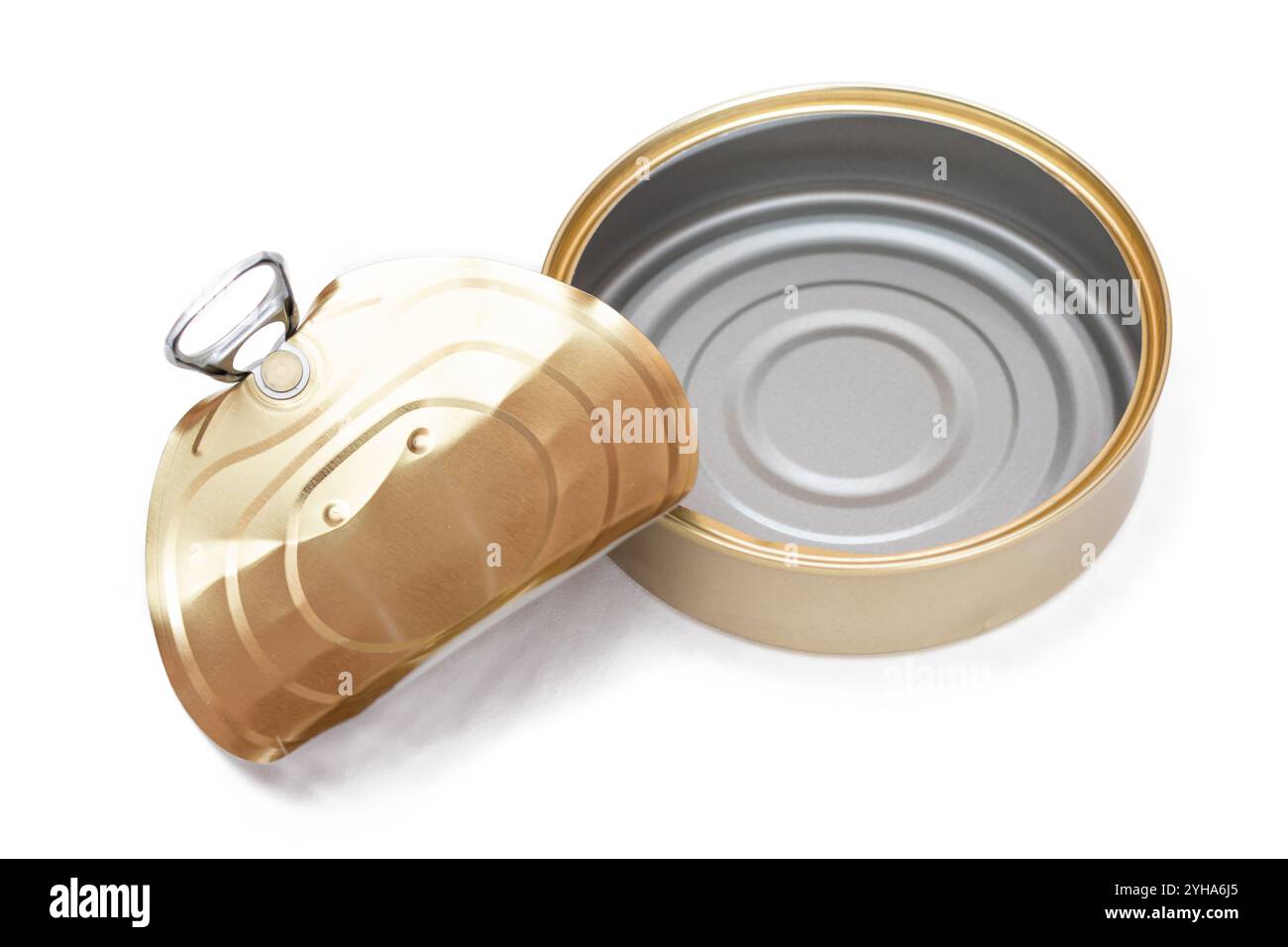 Opened Empty Tin Can With Broken Cover Isolated on White Background ...