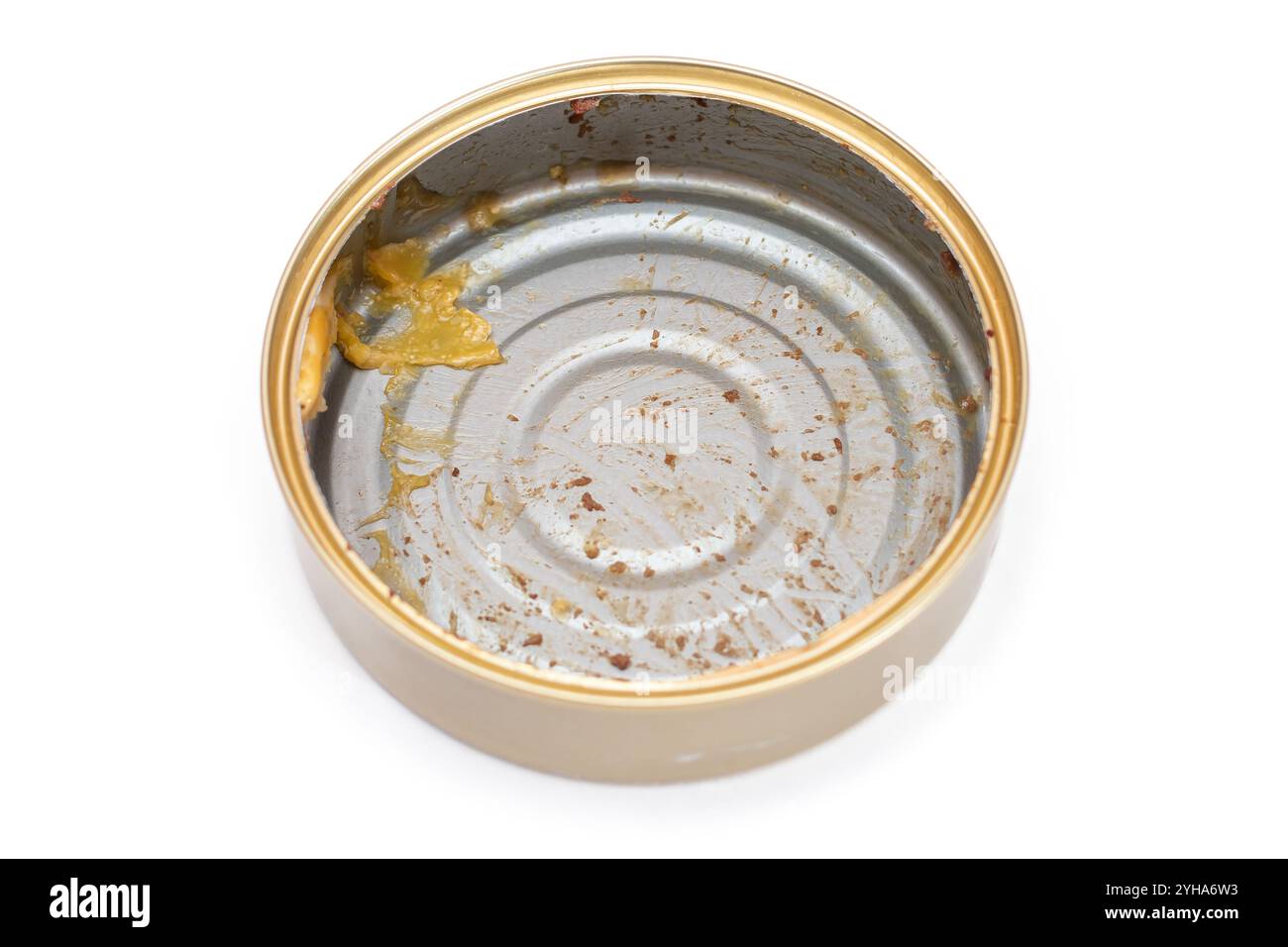 Opened Empty Tin Can Isolated on White Background. Dirty Used Aluminum ...