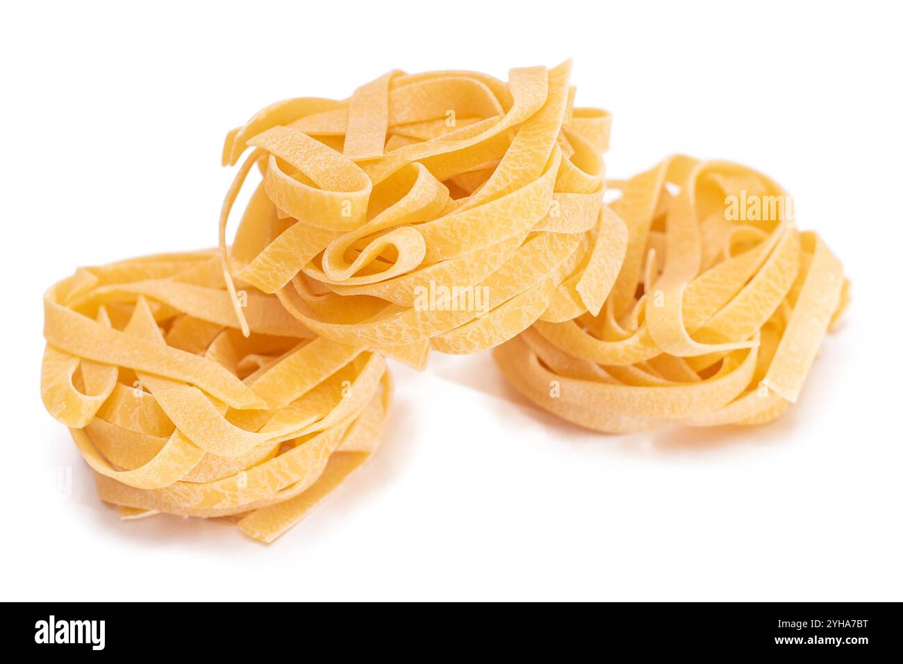 Three Classic Italian Raw Egg Fettuccine - Isolated on White Background ...