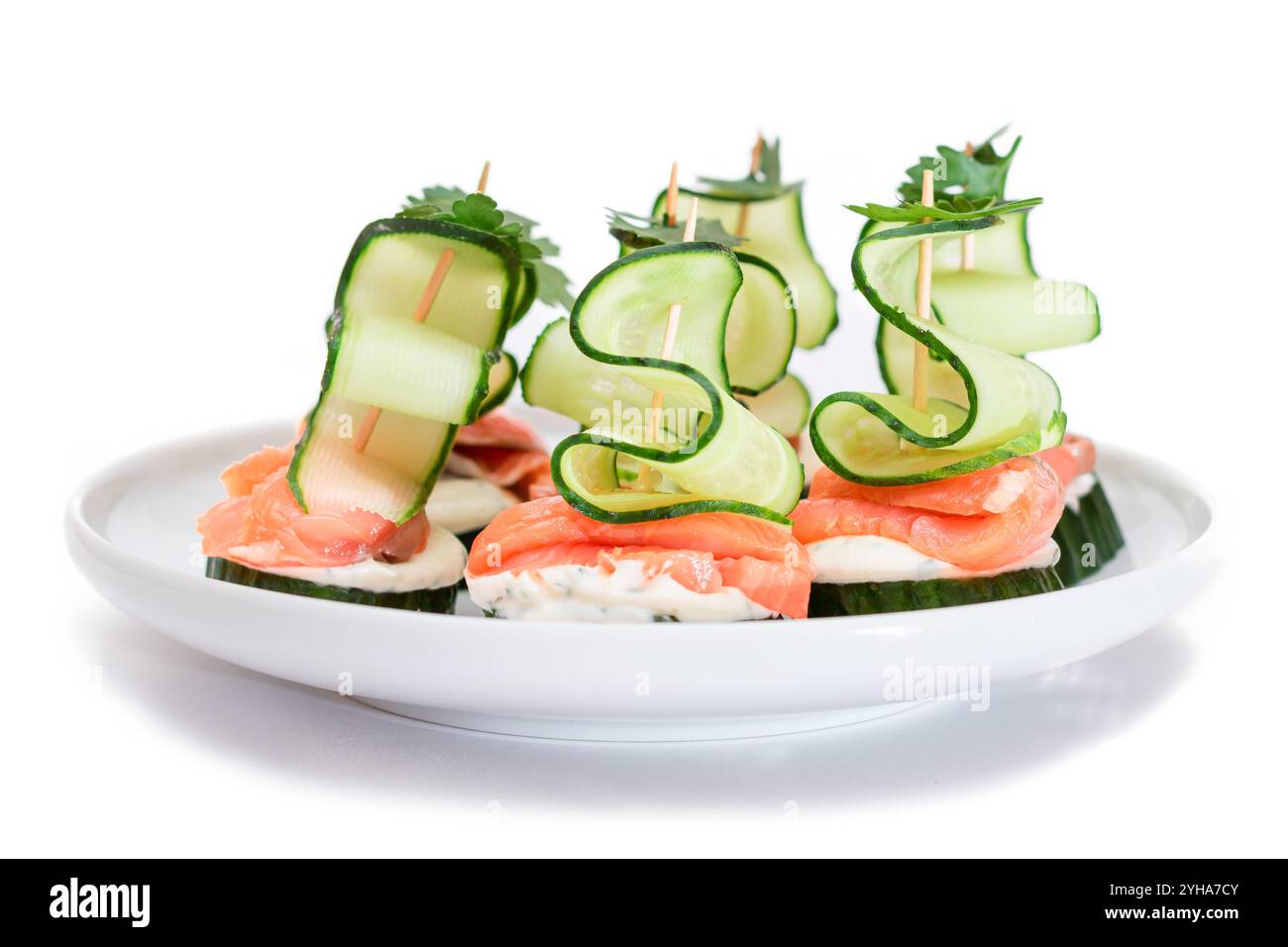 Canapes without Bread with Fresh Salmon, Cucumber and Cream Cheese ...