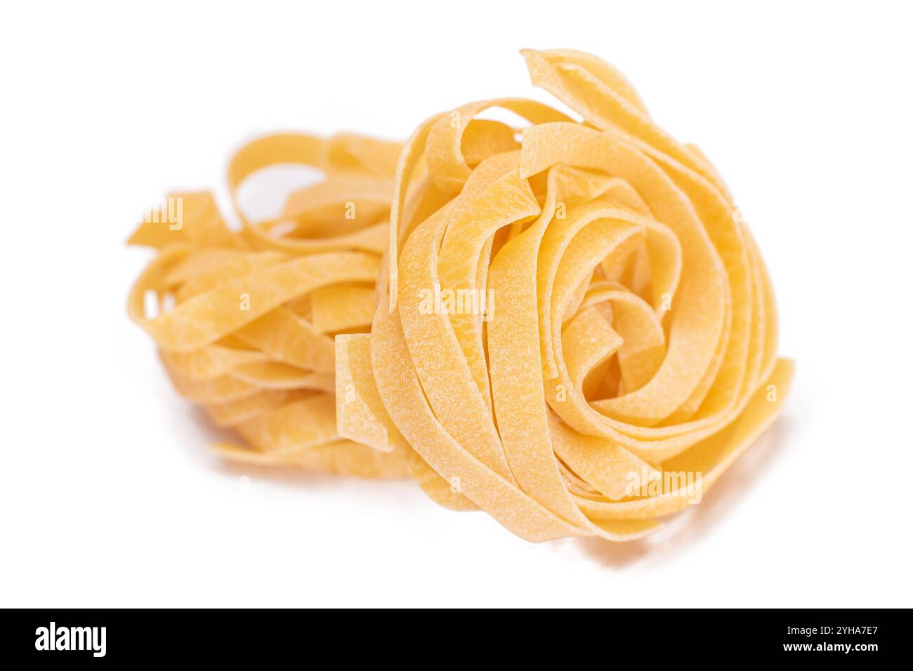 Two Classic Italian Raw Egg Fettuccine - Isolated on White Background ...