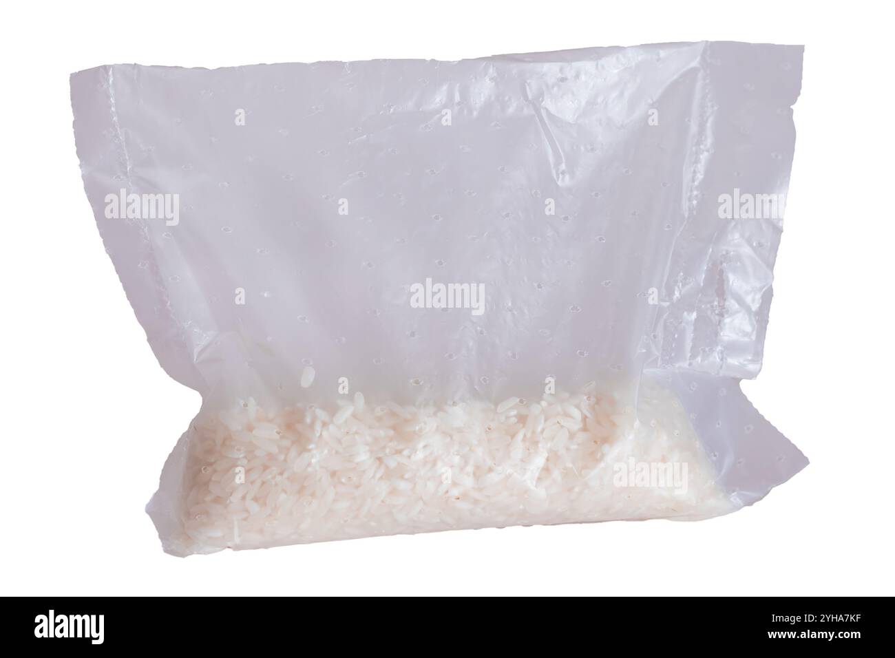 A Plastic Bag of White Long Grain Rice - Isolated on White Background ...