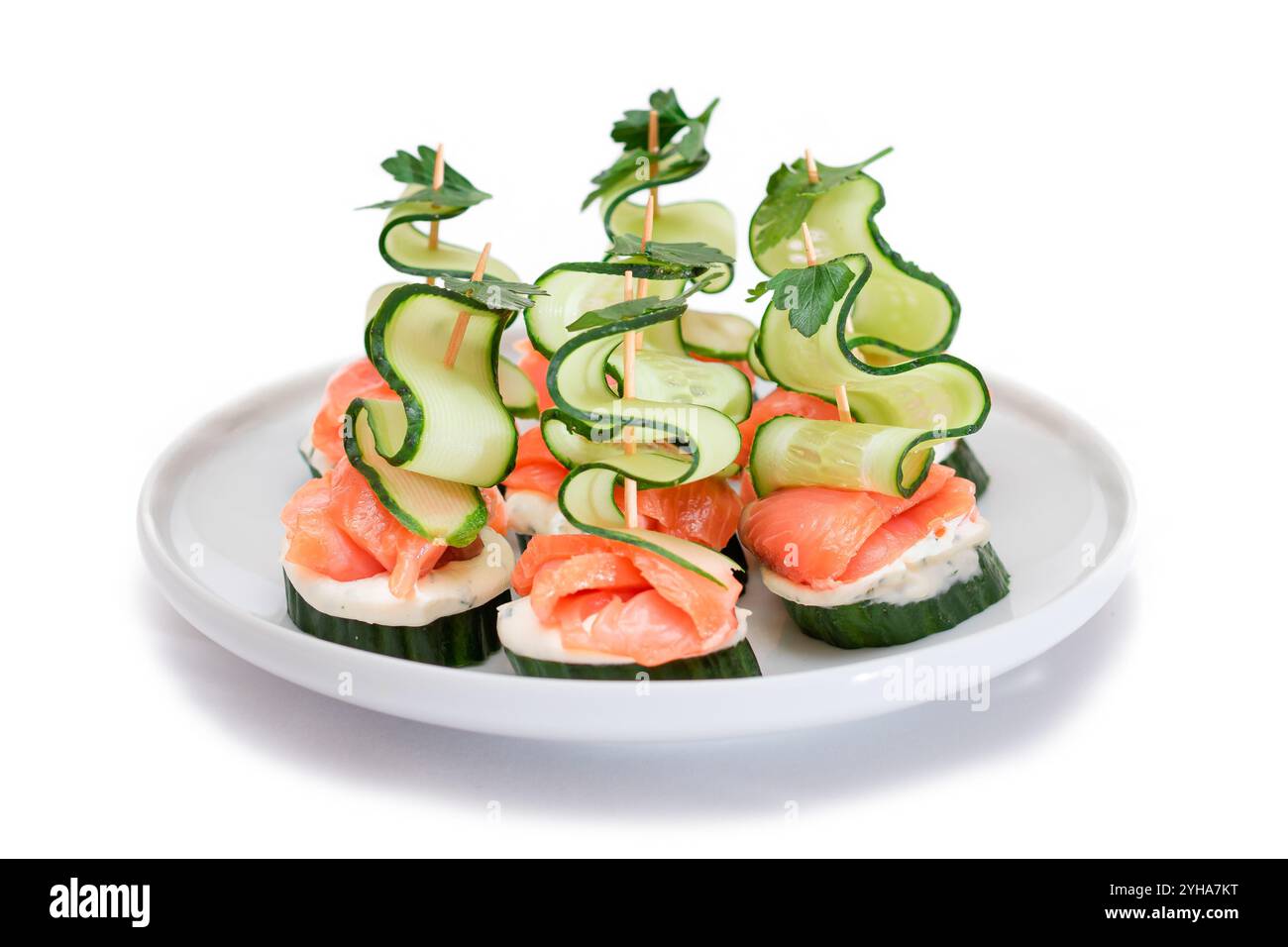 Canapes without Bread with Fresh Salmon, Cucumber and Cream Cheese ...