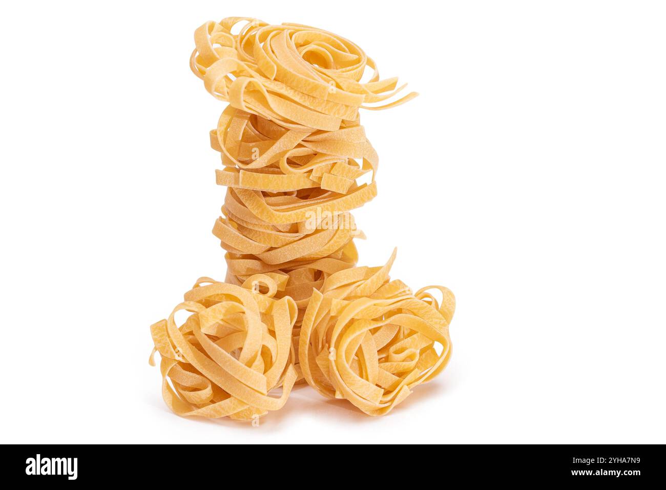 Classic Italian Raw Egg Fettuccine - Isolated on White Background. Dry ...