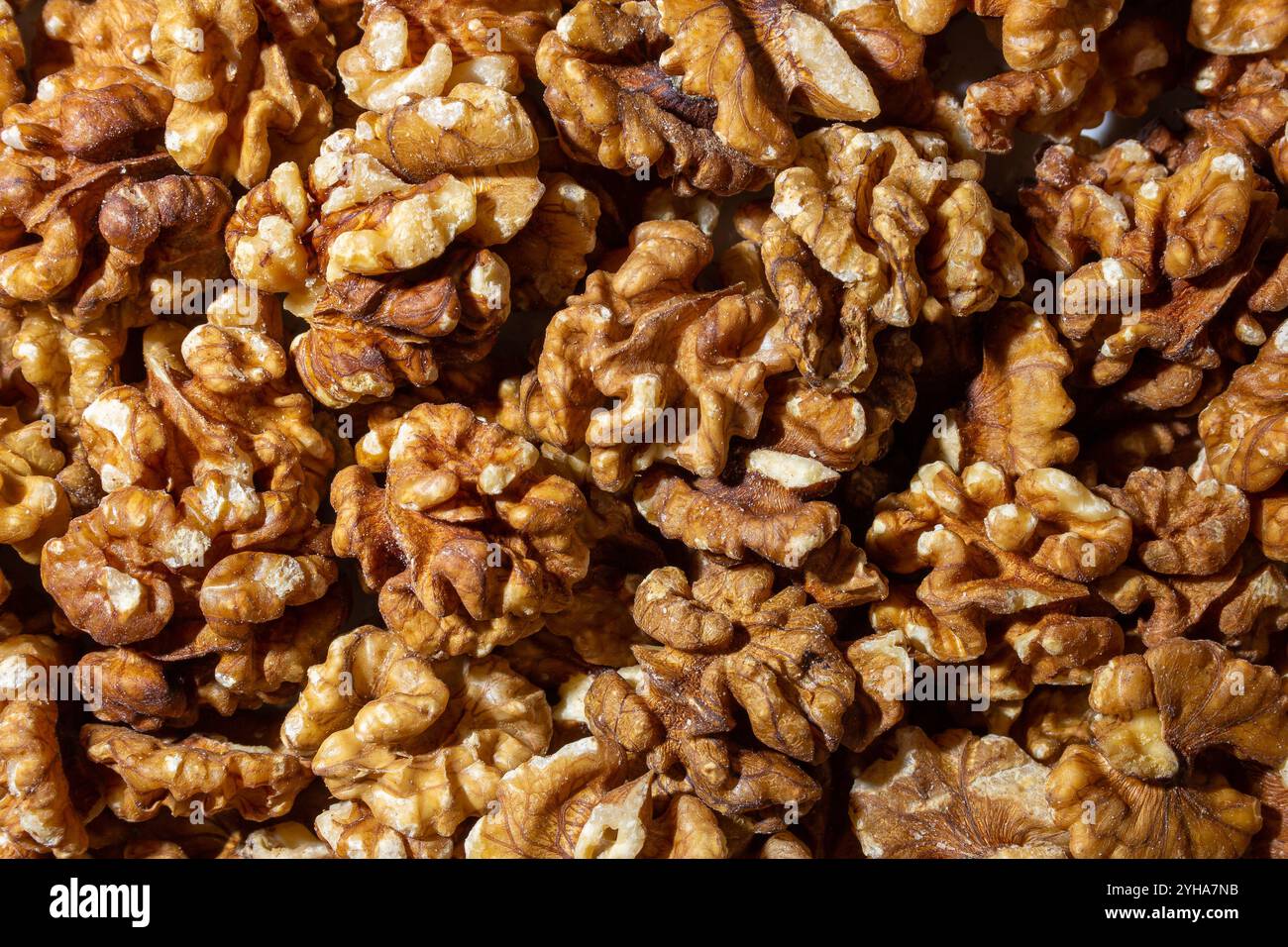 Scattered Shelled Walnuts. Background from Walnut. Natural High-Calorie ...