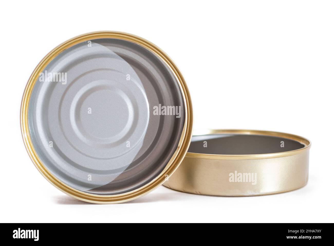 Two Opened Empty Tin Cans Isolated on White Background. Clean Used ...