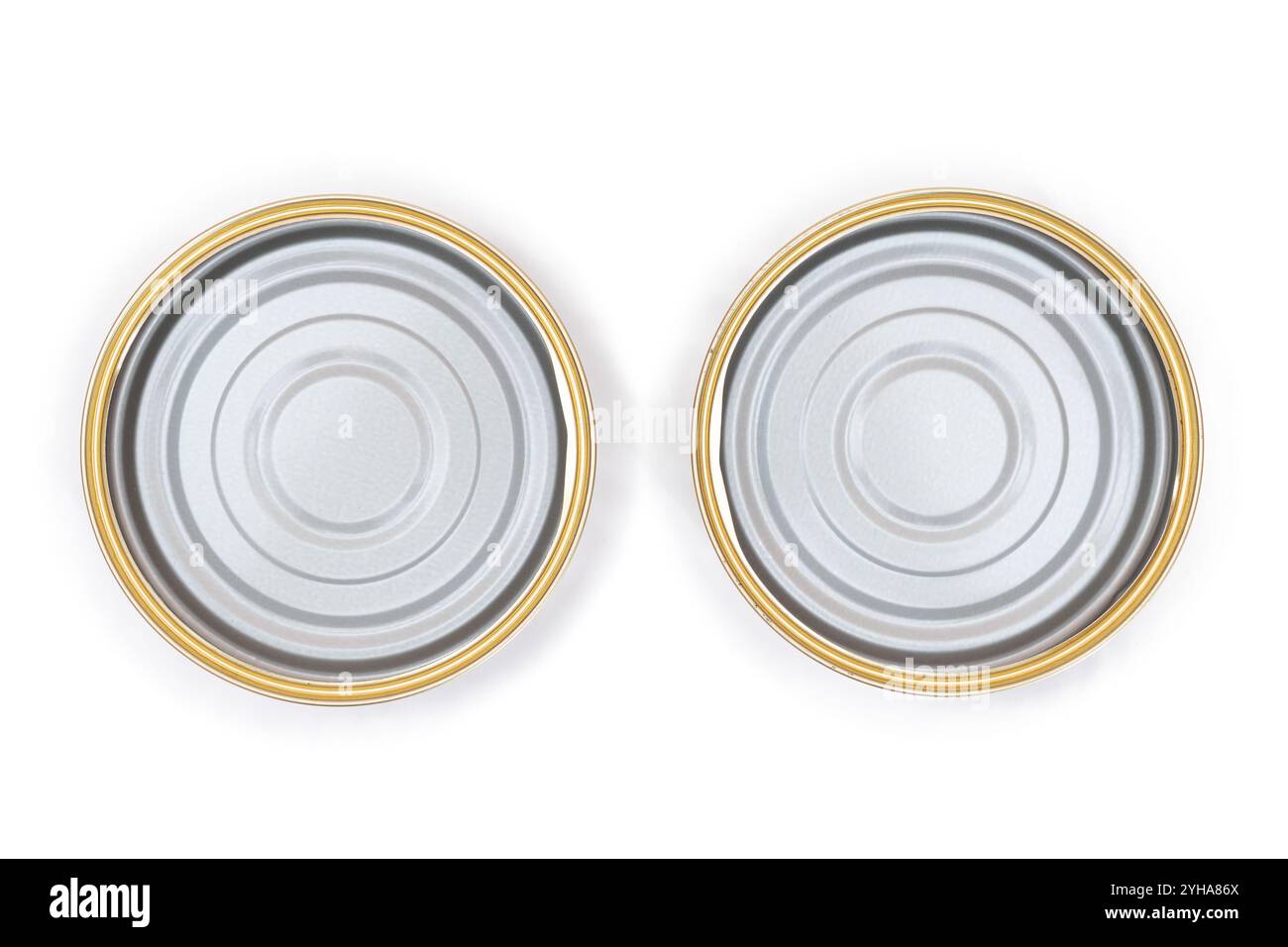 Two Opened Empty Tin Cans Isolated on White Background. Clean Used ...