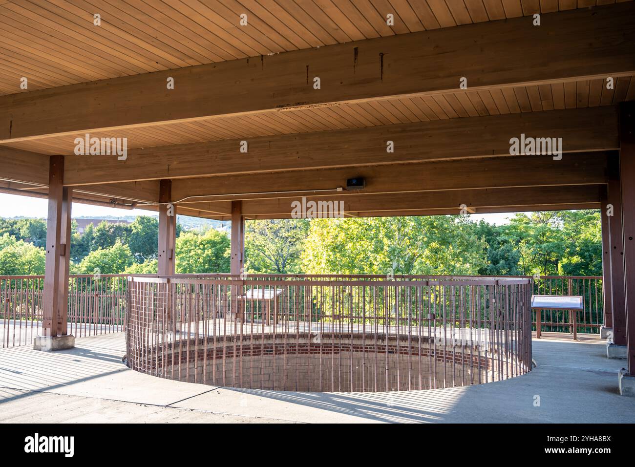 Top view into the ruined Scranton Iron Furnaces in Pennsylvania Stock ...