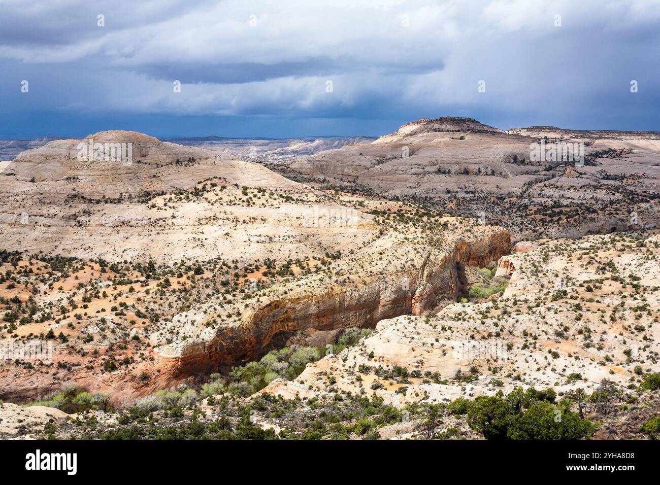 Storm clouds gathering over Calf Creek Canyon, Grand Staircase ...