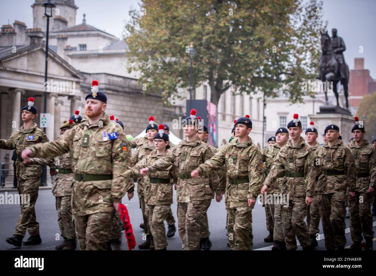 The military march during the Remembrance Day Cenotaph Parade 2024. On Sunday 10 November, the ...