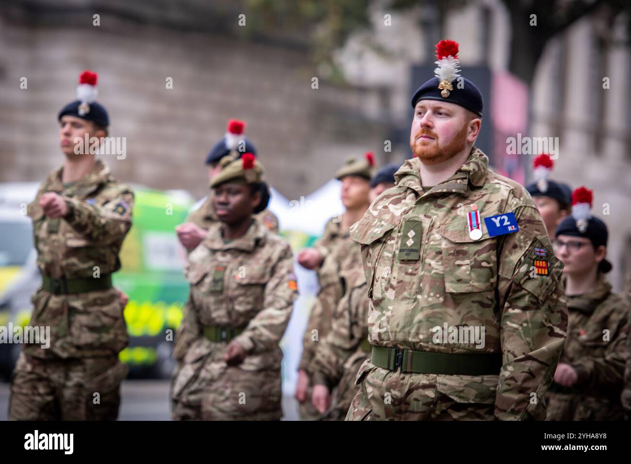 The military march during the Remembrance Day Cenotaph Parade 2024. On ...