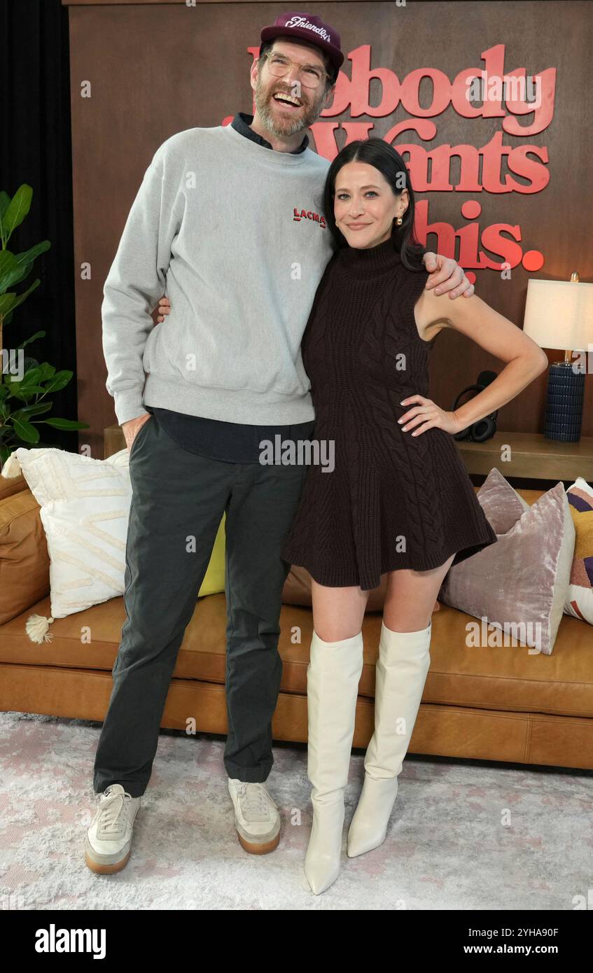 Timothy Simons, from left, and Jackie Tohn arrive at a photocall for ...