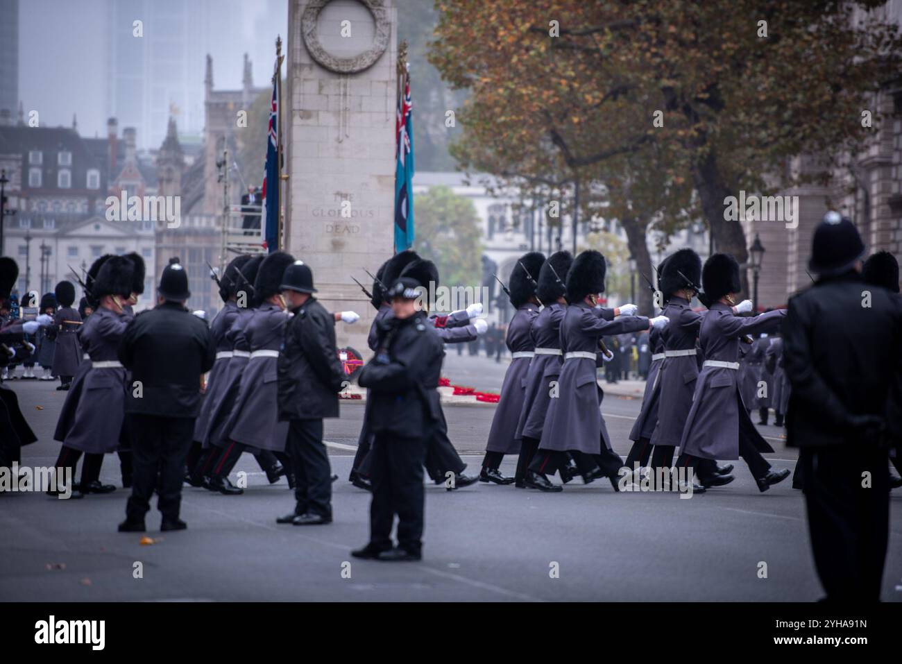 The military march during the Remembrance Day Cenotaph Parade 2024 On ...