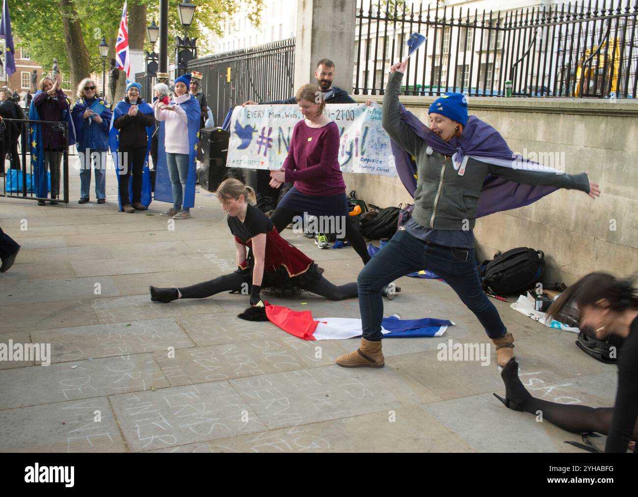 London UK - 10th May 2017 - Protesters dancing at anti Brexit protest ...