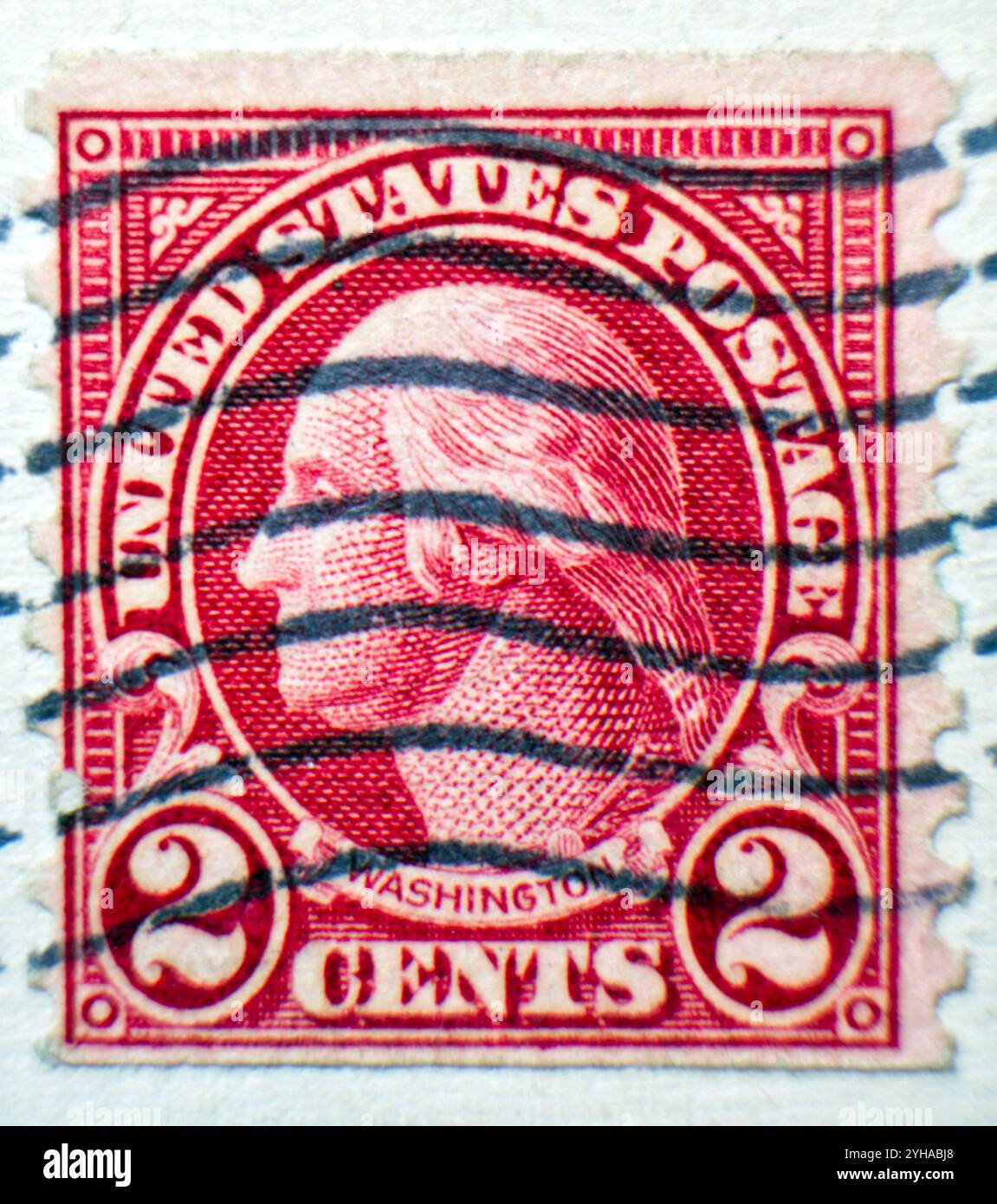 Two cent George Washington red US Postage stamp from the early 20th ...