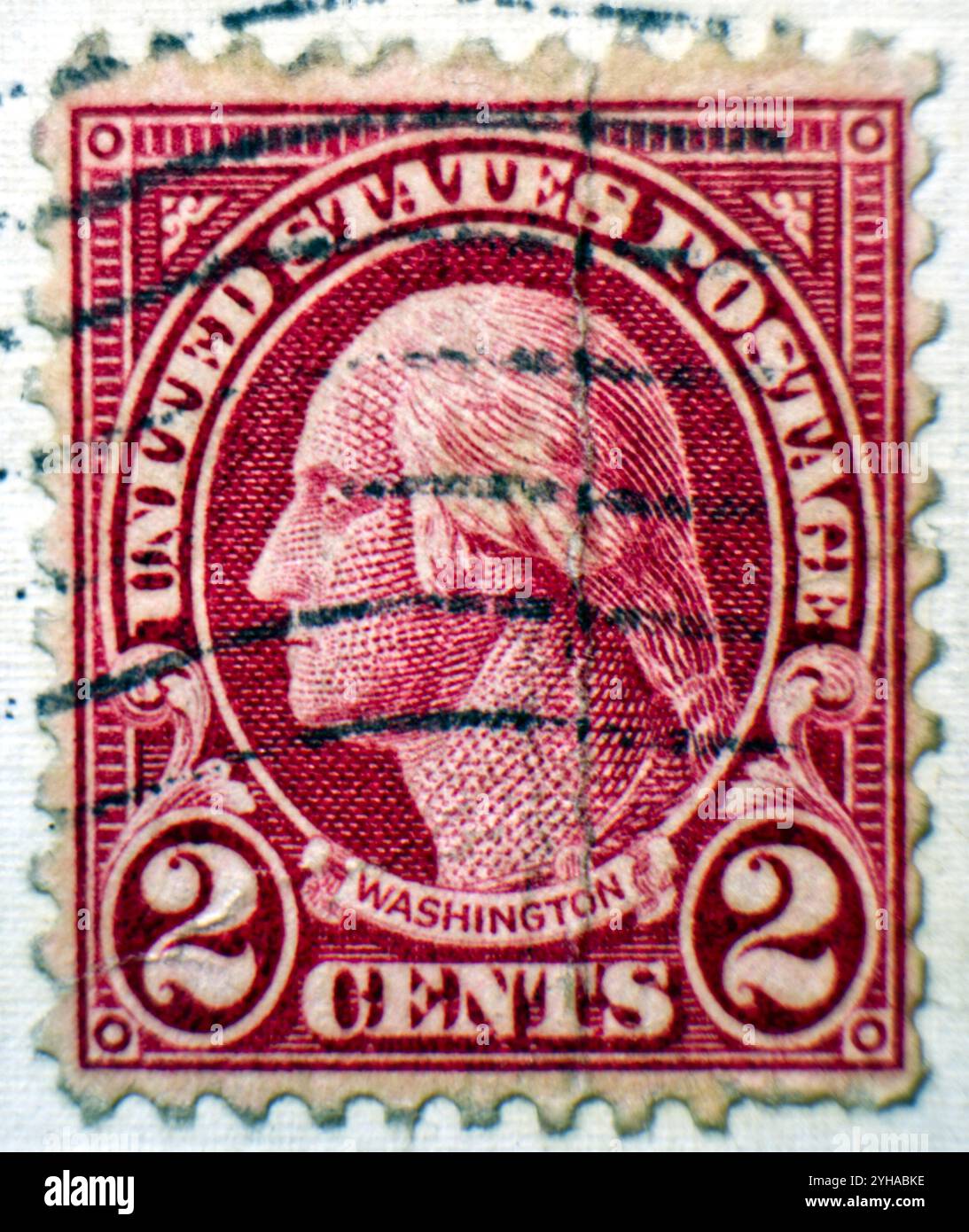 Two cent George Washington red US Postage stamp from the early 20th ...