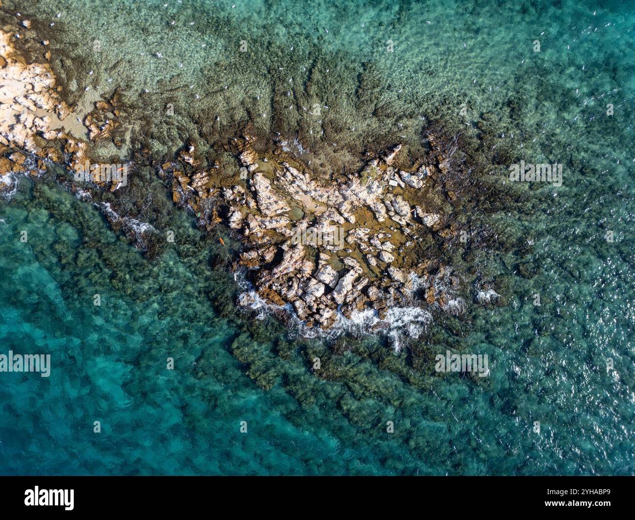 Reefs at the middle of the sea from the top, photo shoot from a drone ...