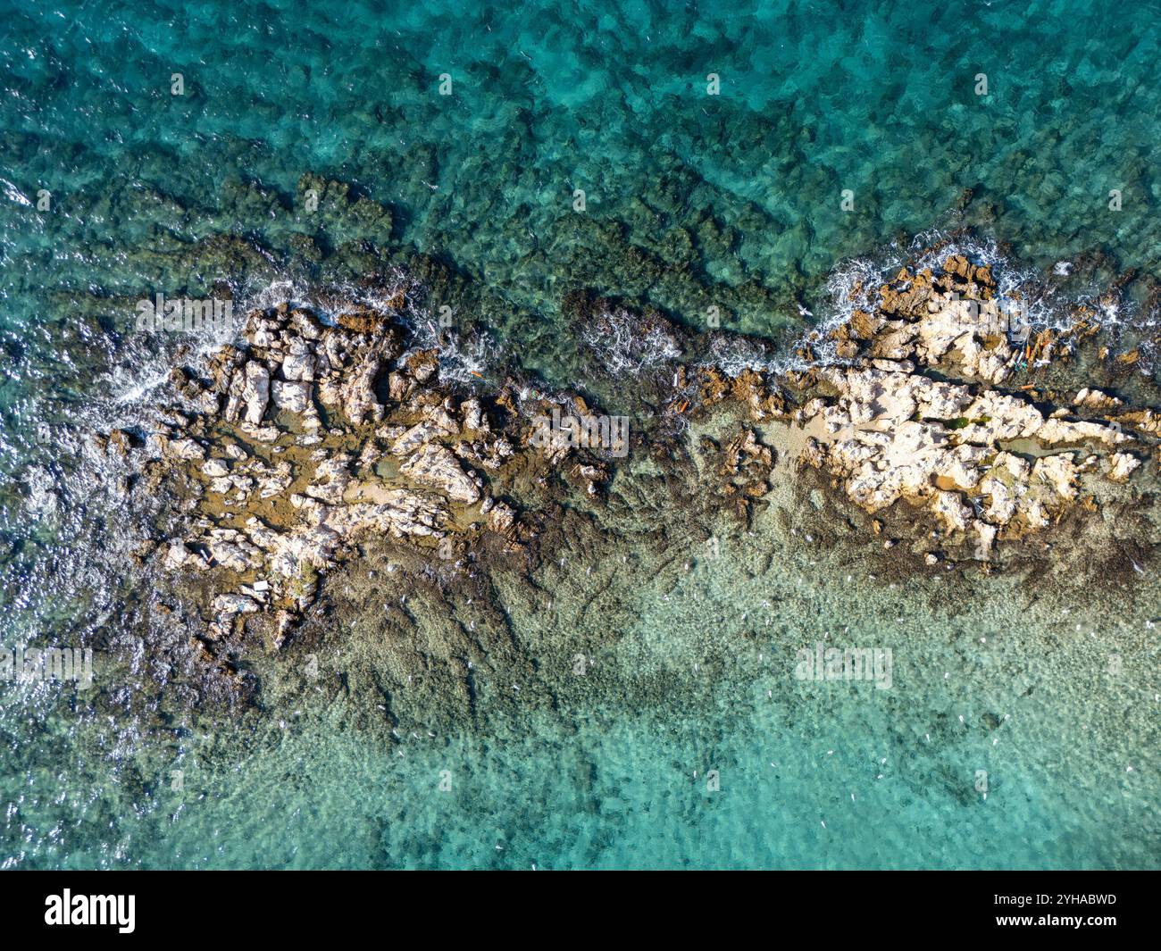 Reefs at the middle of the sea from the top, photo shoot from a drone ...