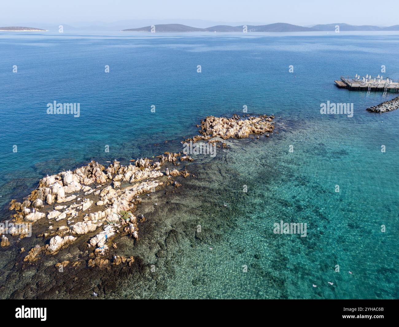 Reefs at the middle of the sea from the top, photo shoot from a drone ...