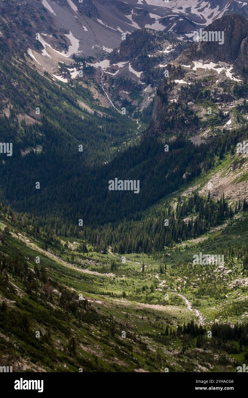 The South Fork of Cascade Creek pouring over large canyon cliffs toward ...