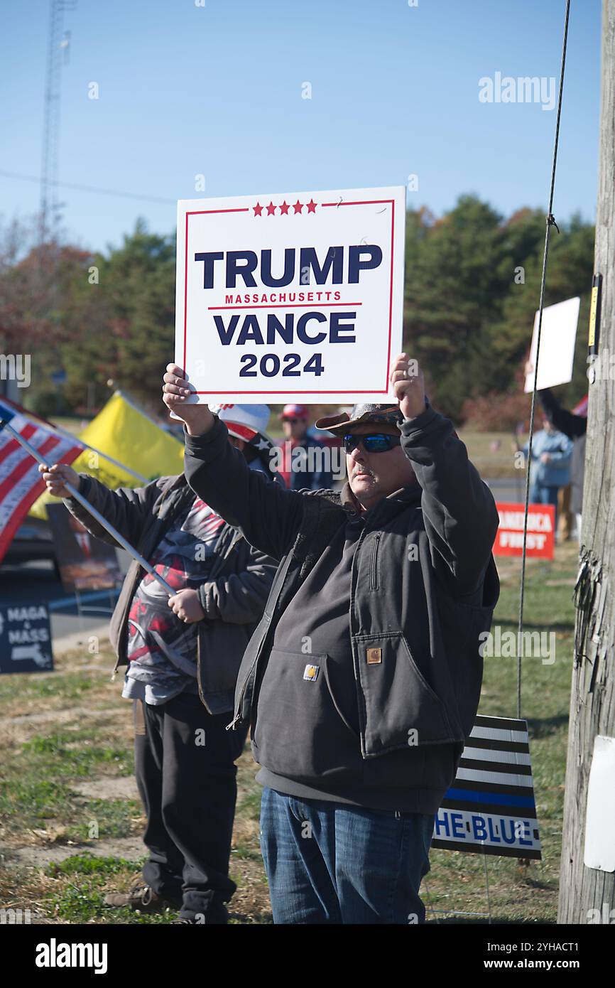 A United Cape Patriots rally at Bourne Rotary on Cape Cod. A rally for ...