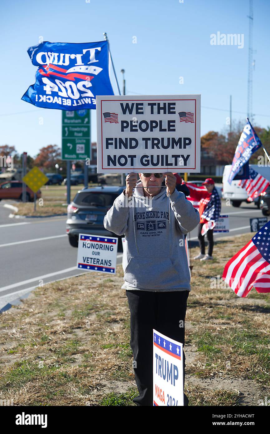 A United Cape Patriots rally at Bourne Rotary on Cape Cod. A rally for ...
