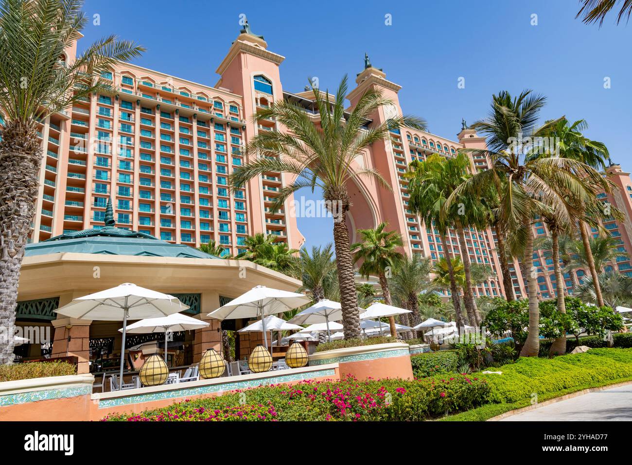 Exterior view of the gardens and facade of the luxurious Atlantis the ...