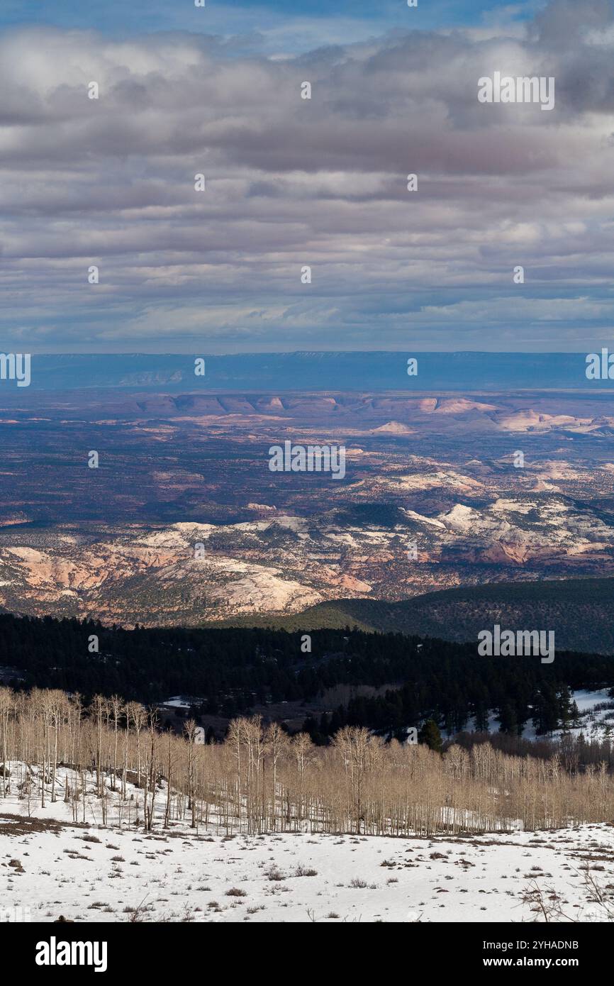 Snow along the higher elevations of Boulder Mountain overlooking the ...
