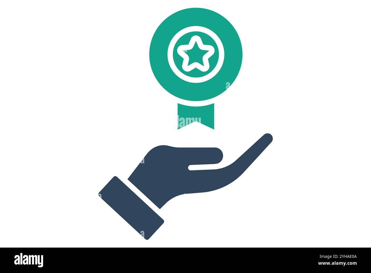 Benefits icon. solid icon style. hand with medal. icon related to motivation. success elements ...