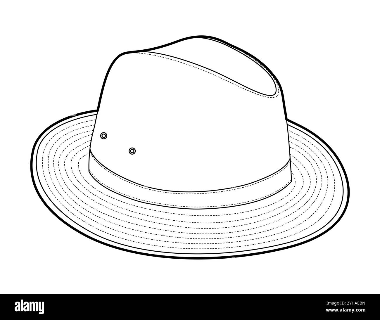 Safari Hat with band. Head Fashion accessory cap with wide brim with ...