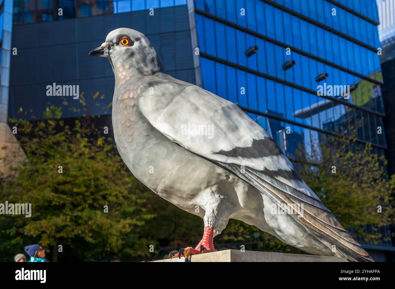 New York, New York - November 3, 2024: 16-foot-tall pigeon sculpture ...