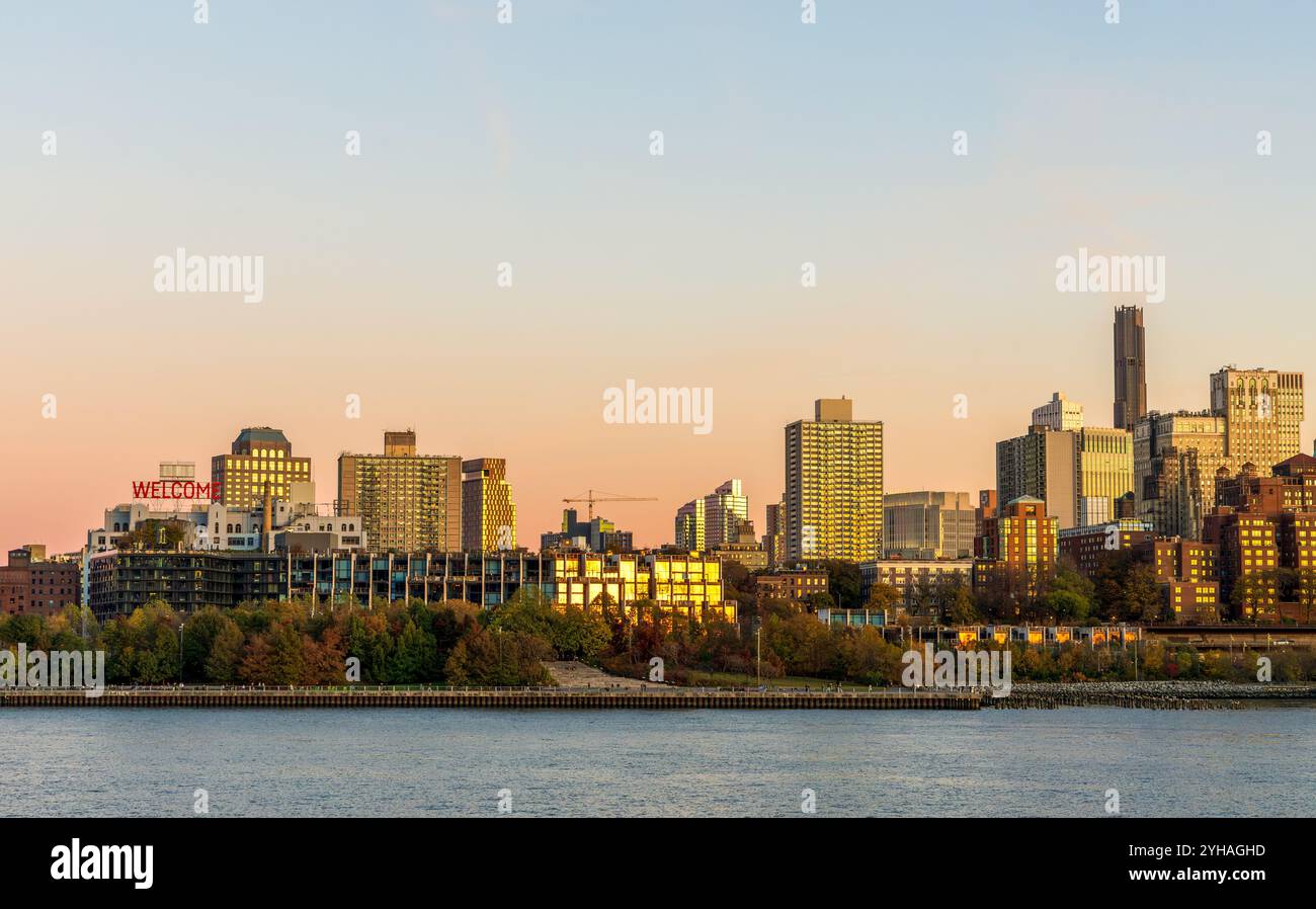 Brooklyn Waterfront Panorama and East River Bank viewed from New York ...